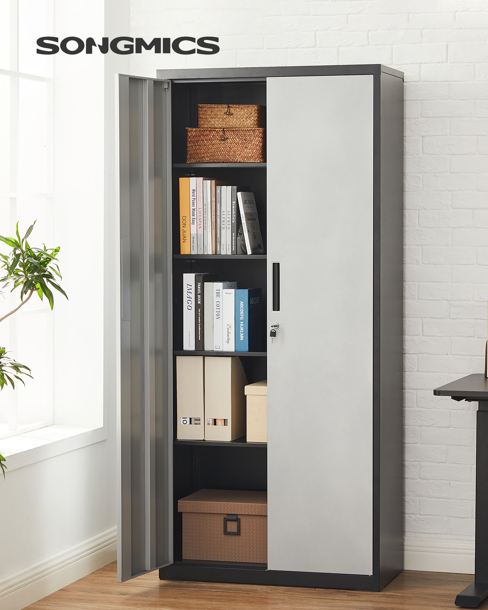 5 lygių dokumentų spinta su reguliuojamomis lentynomis