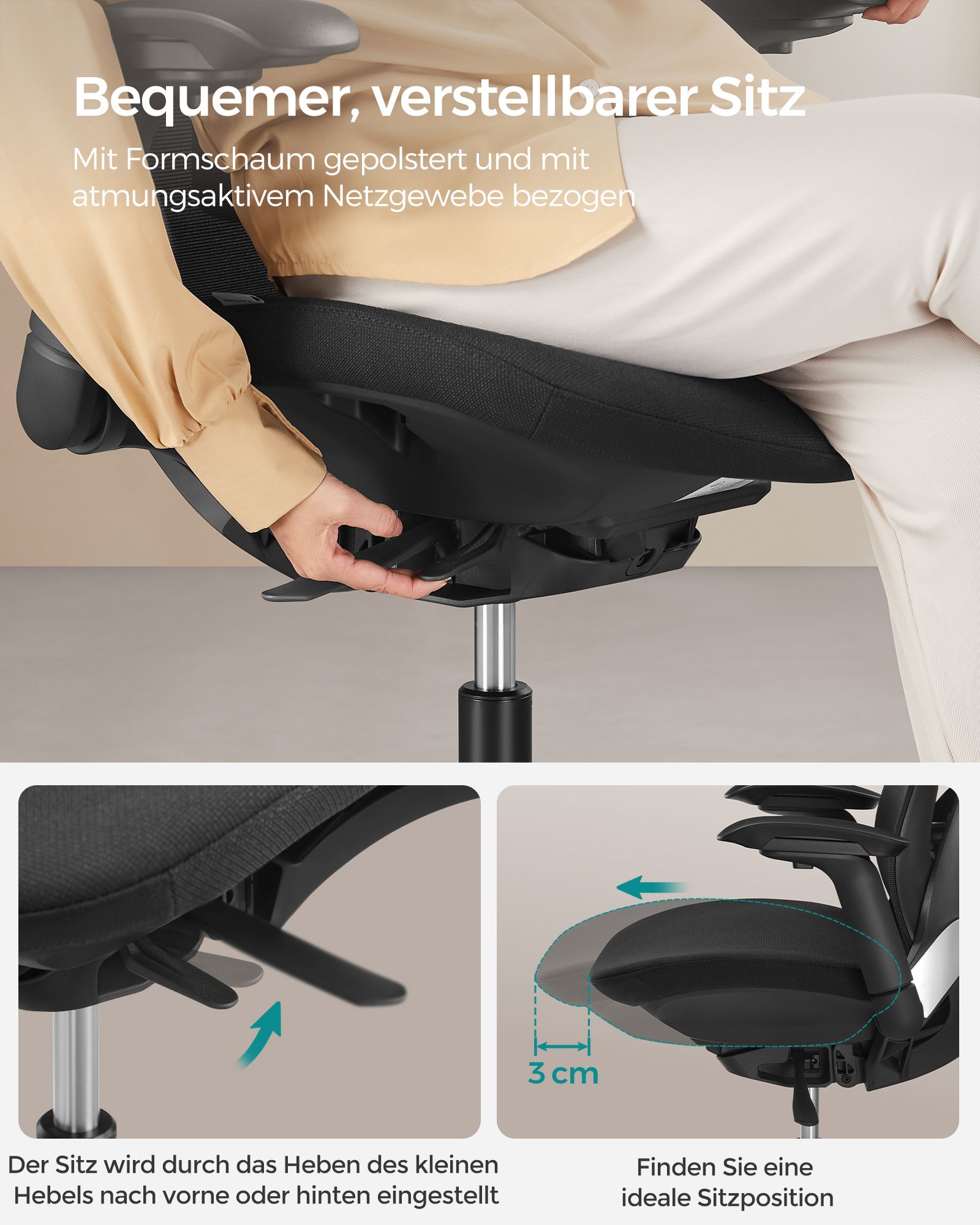 Ergonominė biuro kėdė su ergonomišku ir reguliuojamu atlošu rašalas juodas