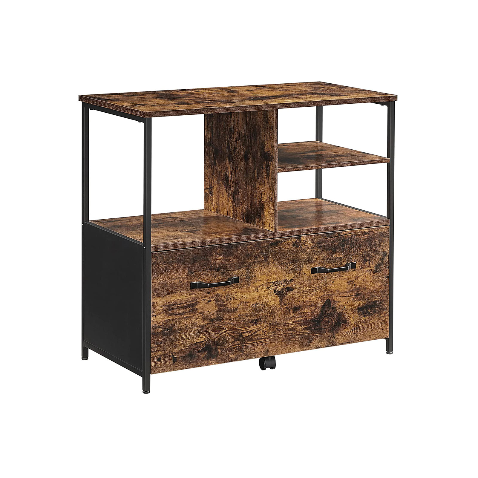 Industrinio stiliaus dokumentų spinta Vintage Brown-Black